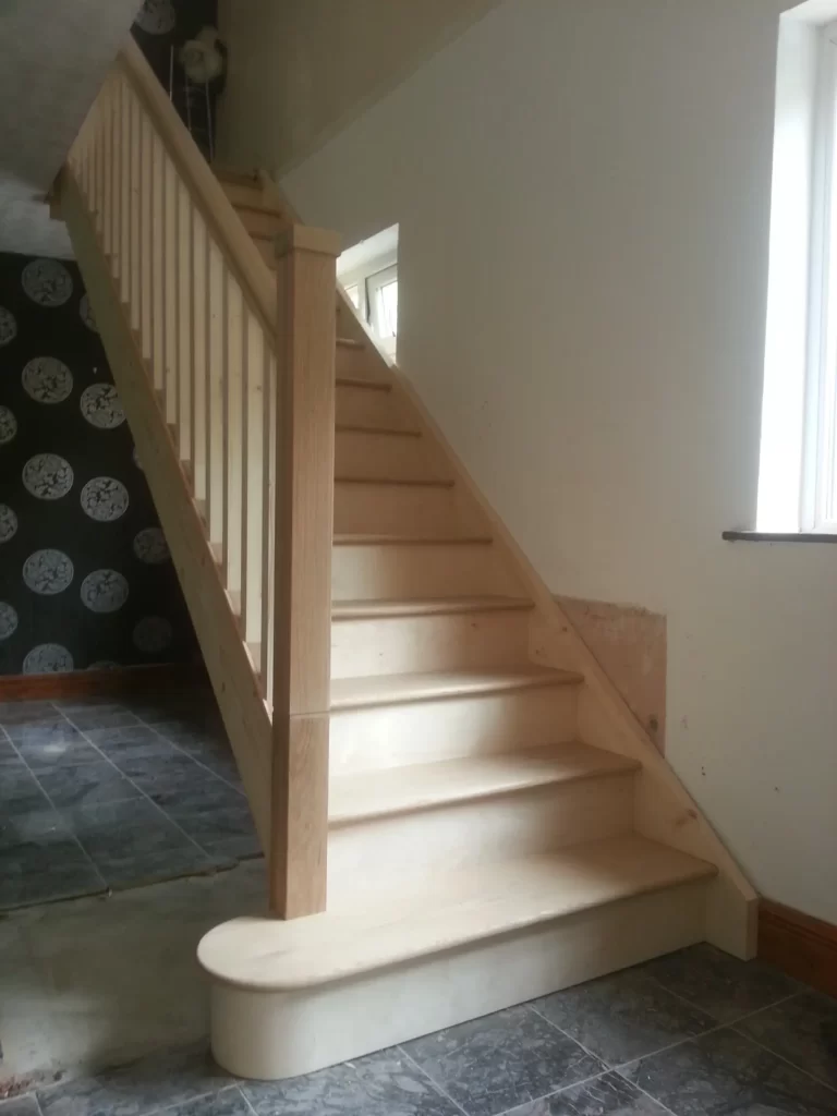 Oak Staircase with Red Deal String - StairsWorld
