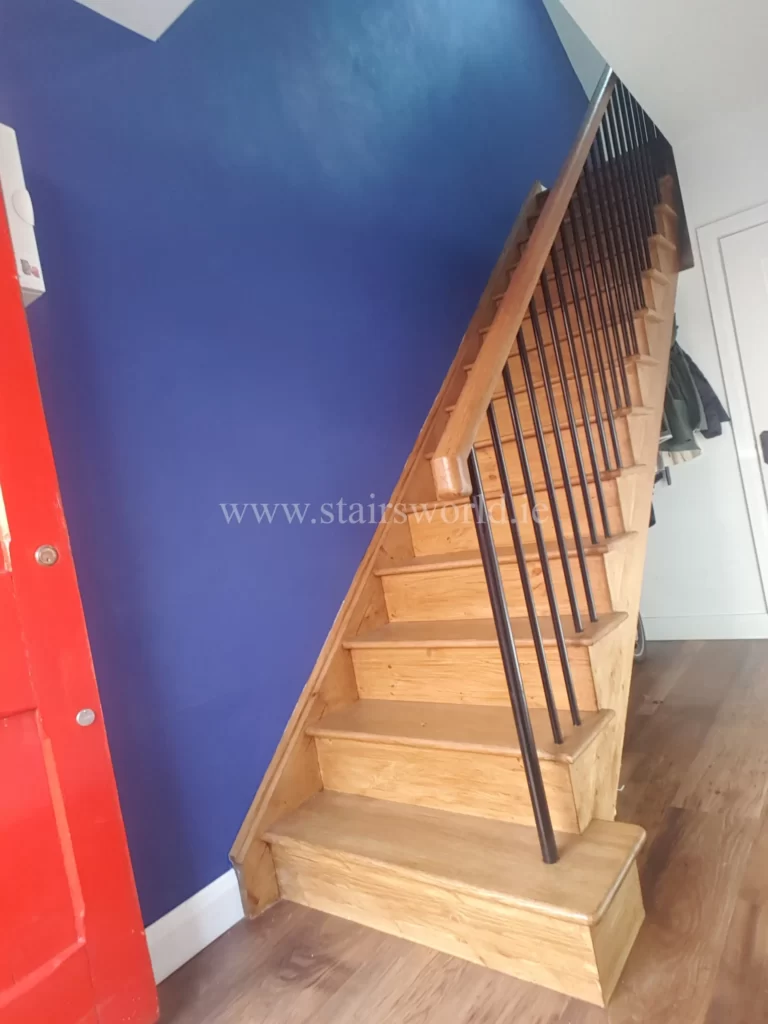 Red Deal Cut String Staircase - StairsWorld